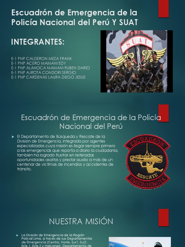 Escuadrón de Emergencia de La Policía Nacional Del PERU Y SUAT | PDF ...