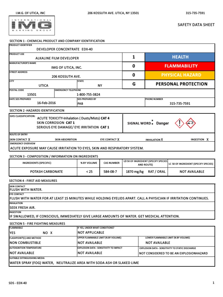 Developer Concentrate EDX-40 Alkaline Film Developer: Health ...