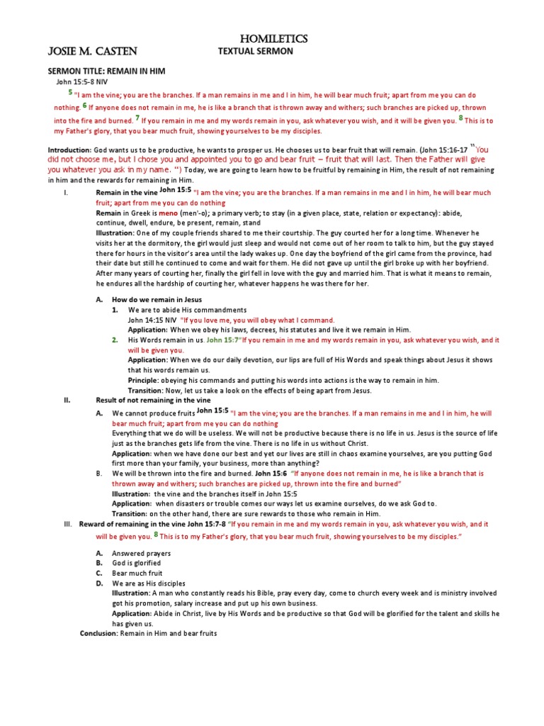 Homiletics Josie M. Casten Textual Sermon | PDF | Gospel Of John ...