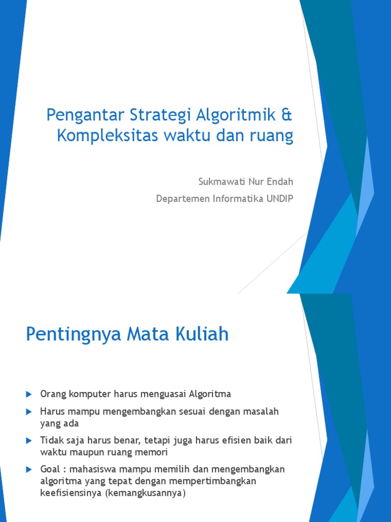 Materi 1 Pengantar Strategi Algoritmik & Kompleksitas Waktu Dan Ruang | PDF