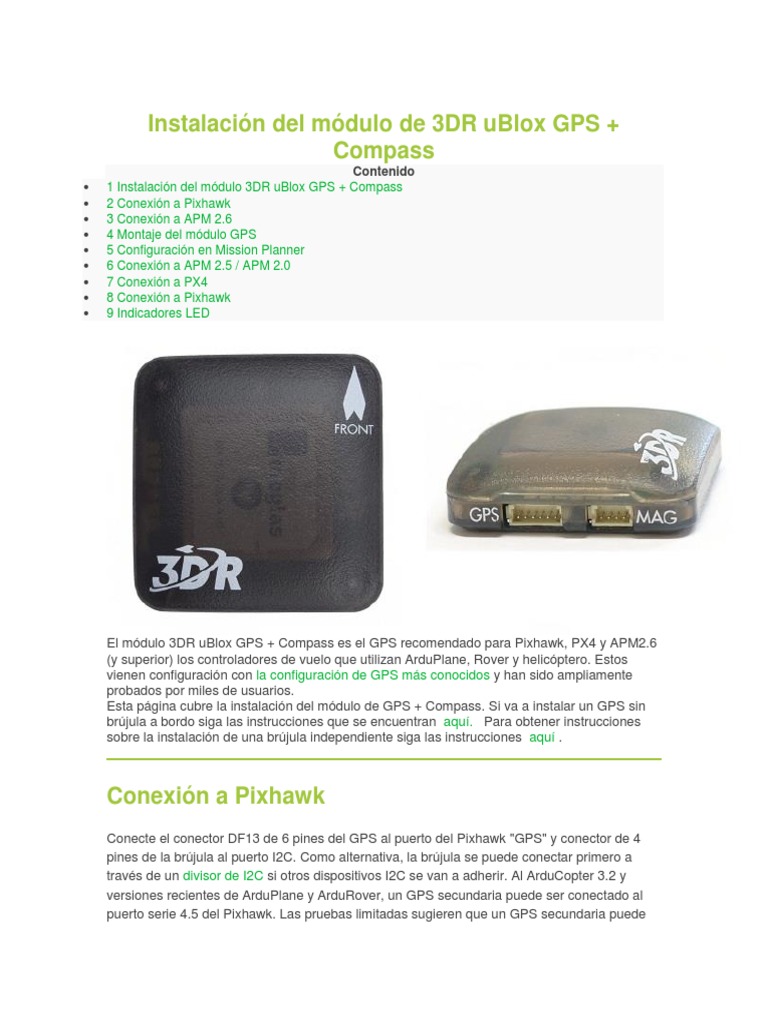 Instalación del módulo de 3DR uBlox GPS + Compass | PDF | Sistema de ...
