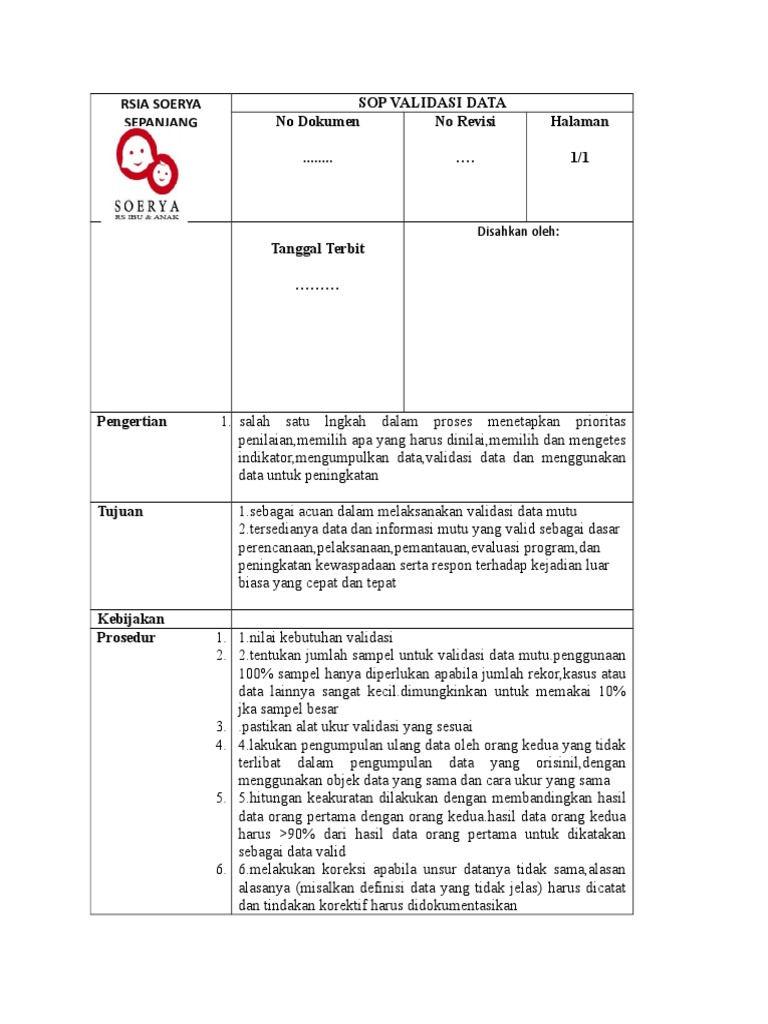 Sop Validasi Data | PDF