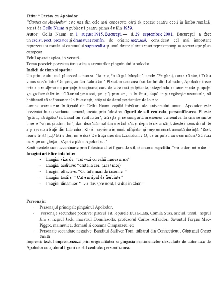 Fisa de Lectura Cartea Cu Apolodor