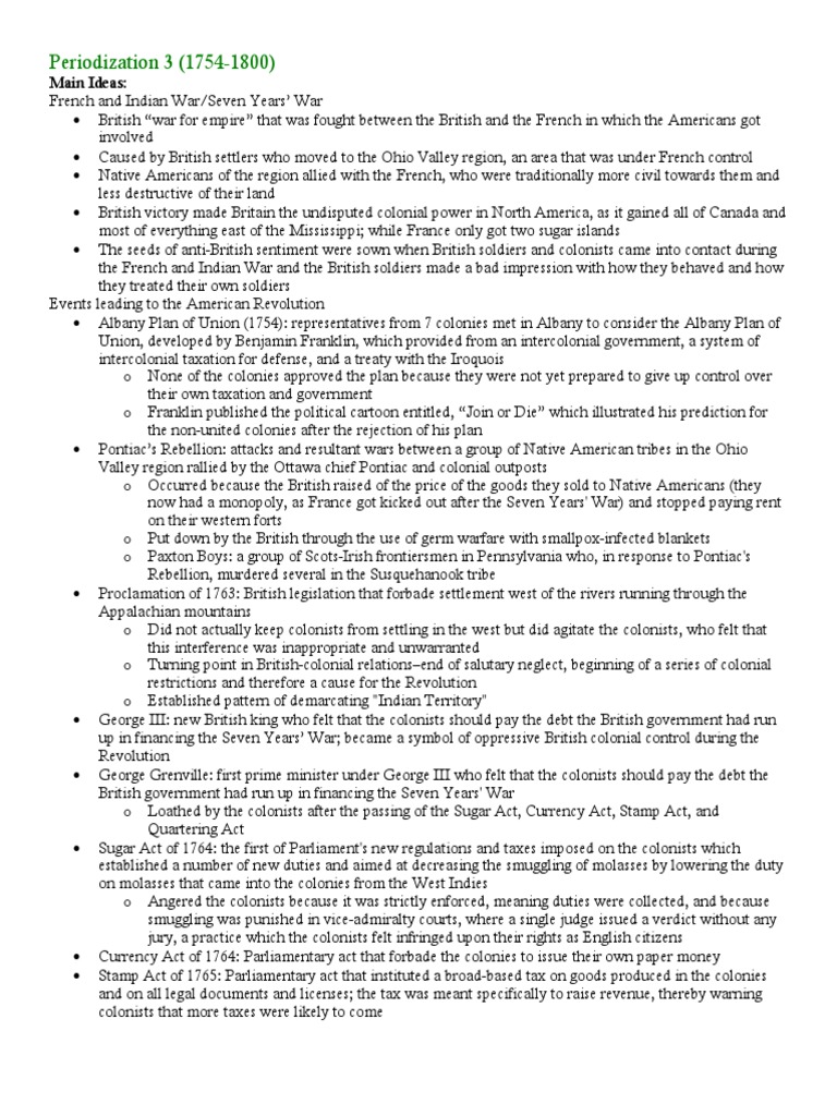 French/Indian War APUSH | PDF | United States Constitution ...