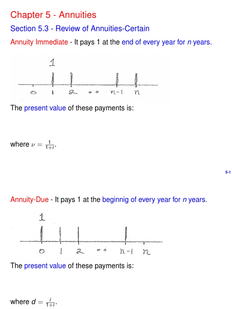 Chapter 5 - Annuities: Section 5.3 - Review of Annuities-Certain | PDF ...
