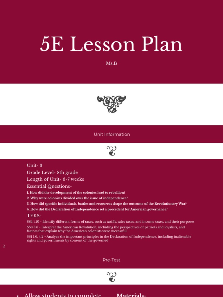 5e Lesson Plan 2 | PDF | American Revolution | Learning