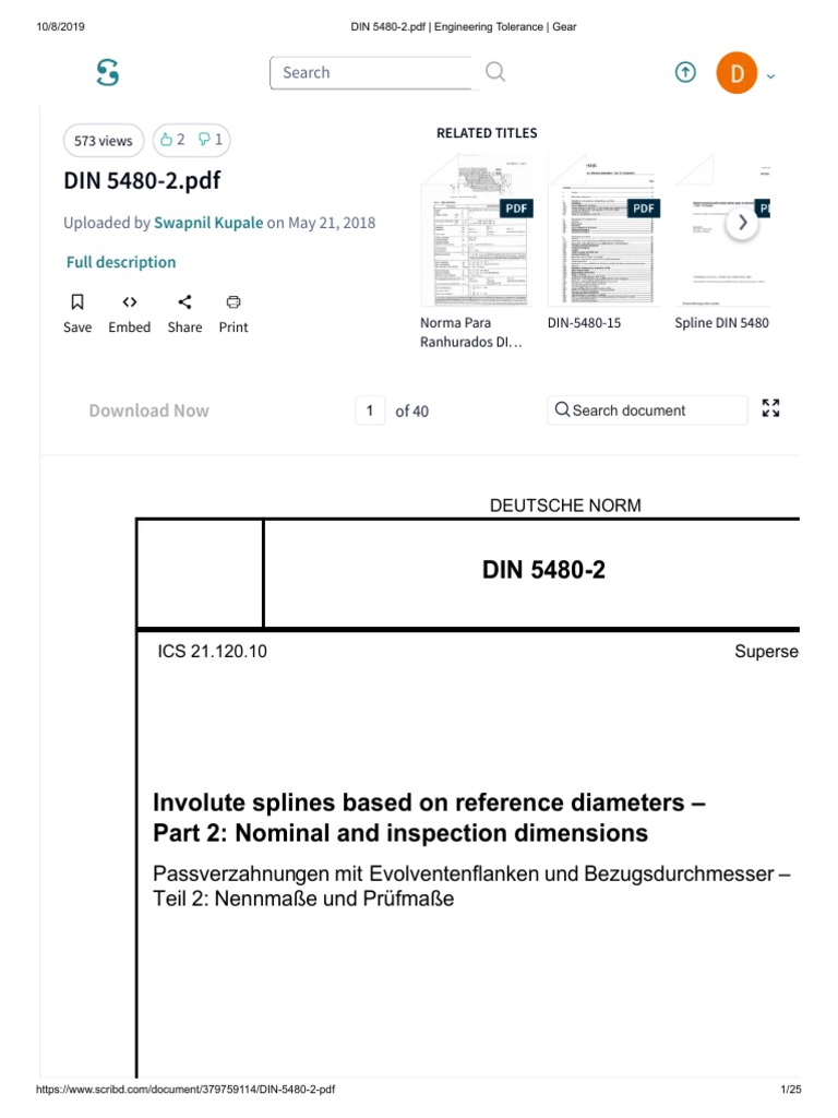 DIN 5480-2.PDF _ Engineering Tolerance _ Gear | Standardization | Technology