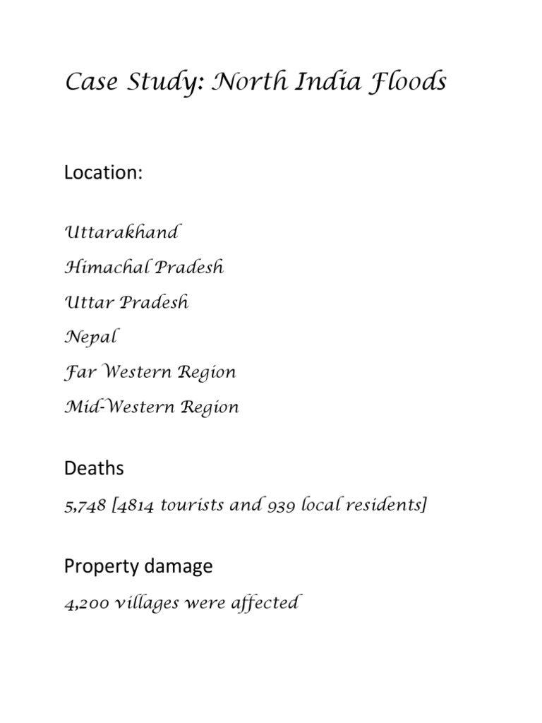 Case Study On North India Floods (2016) | PDF | Natural Disasters | Weather