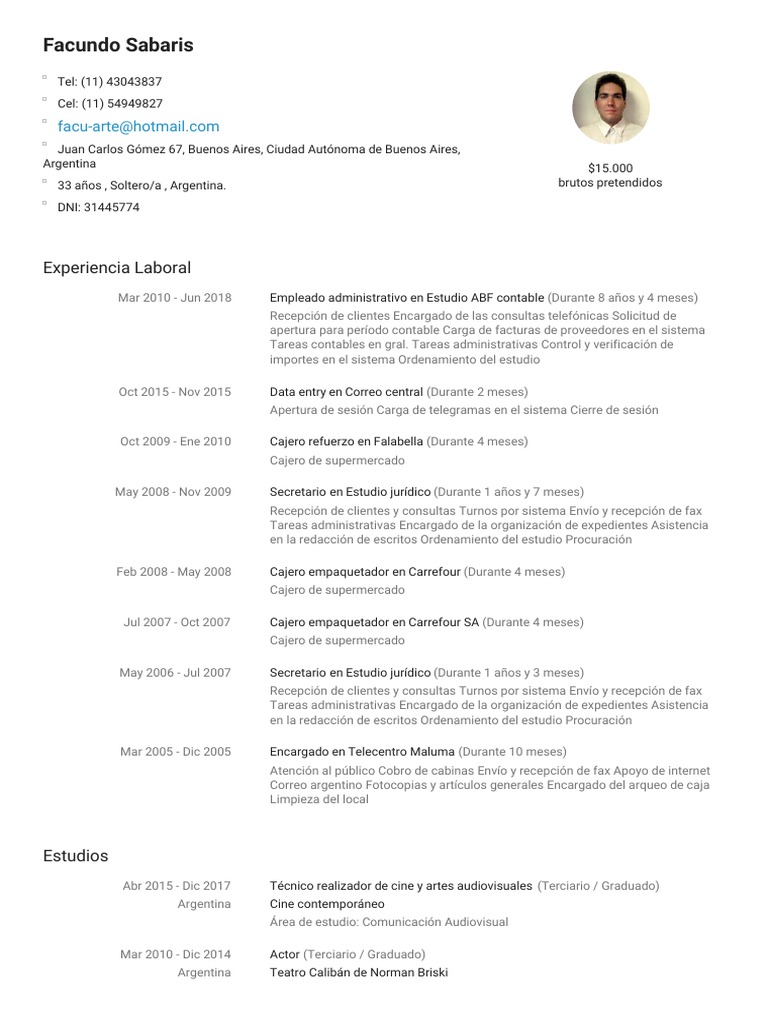 CV Facundo | PDF | Informática y tecnología de la información | Business