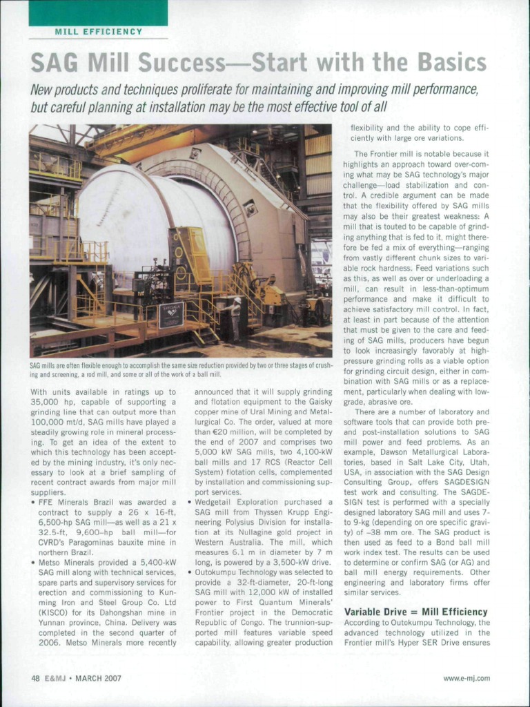 Enhancing SAG Mill Efficiency | PDF | Mill (Grinding) | Mining