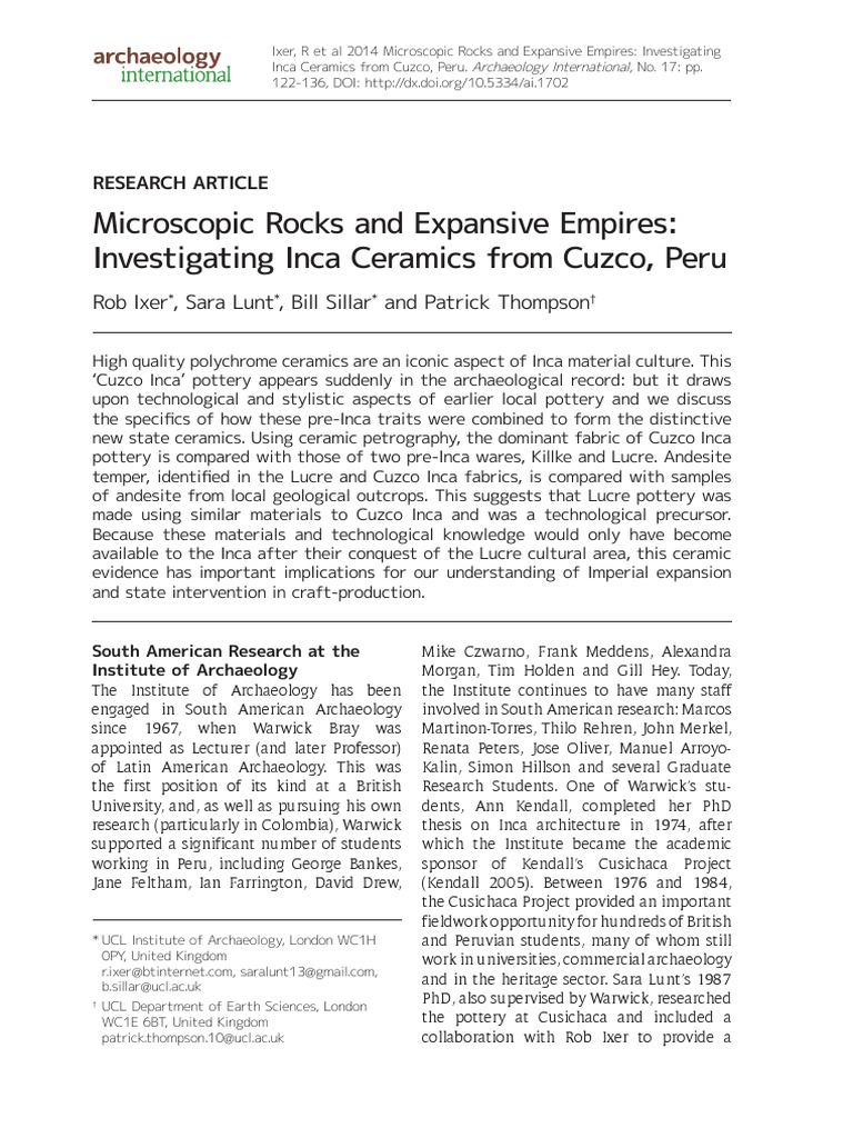 Inka Lucre Killke Pots and Empires PDF | PDF | Pottery | Inca Empire
