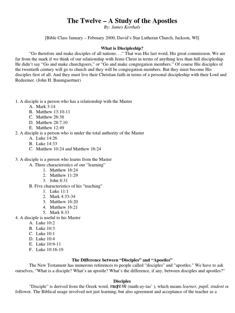 The Twelve - A Study of The Apostles: What Is Discipleship? | PDF ...