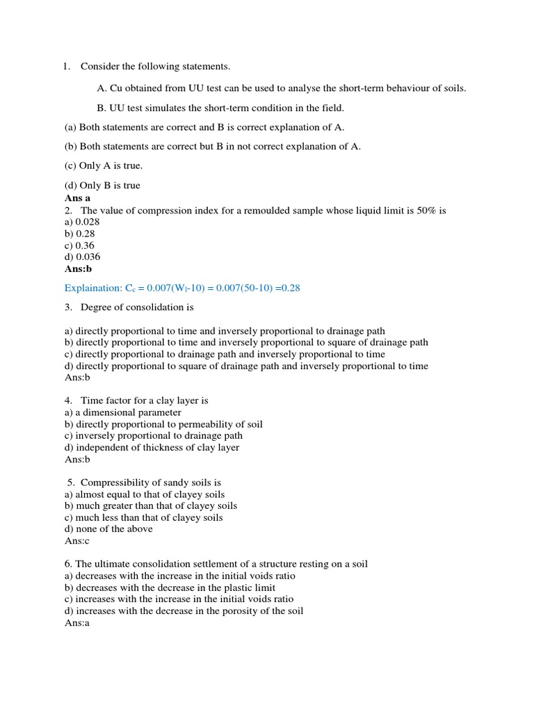 Geotechnical Engineering Laboratory (Noc19 - Ce36) - Week 4, Assignment 4 - Solution | PDF ...