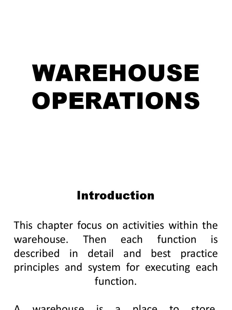 Warehouse Operations | PDF | Warehouse | Logistics