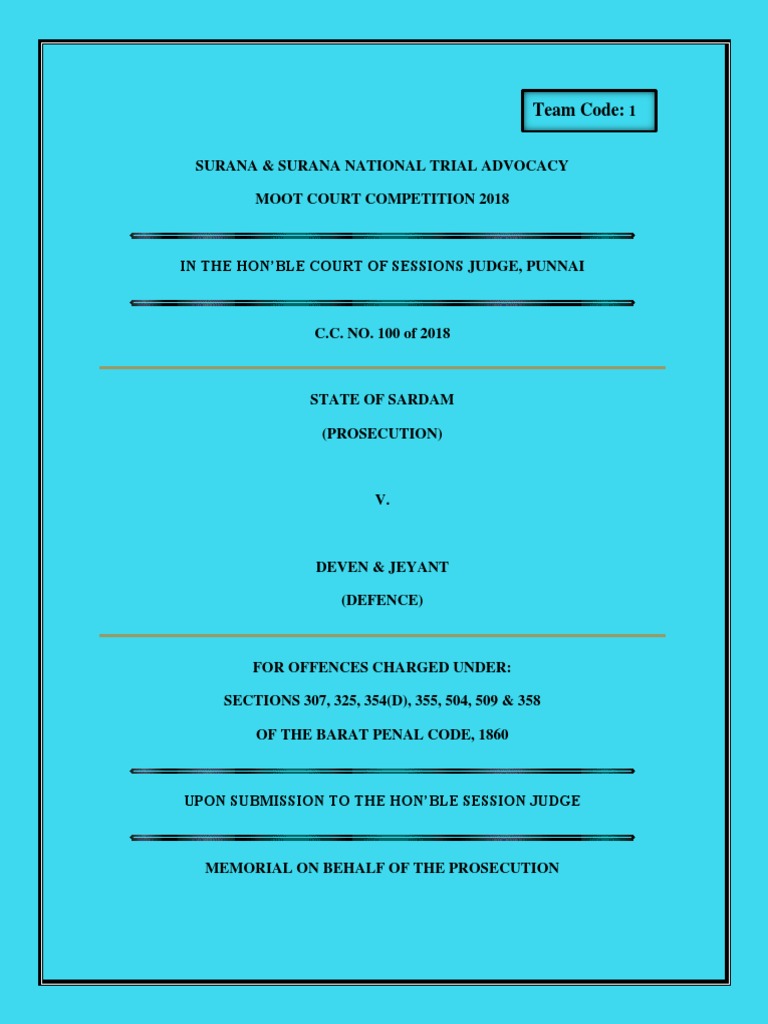 Prosecution Memorial Format 2 | PDF | Criminal Procedure In South ...