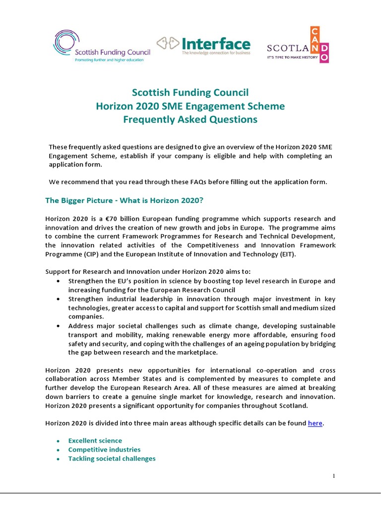 H2020 SME Engagement FAQs | PDF | European Union | Value Added Tax