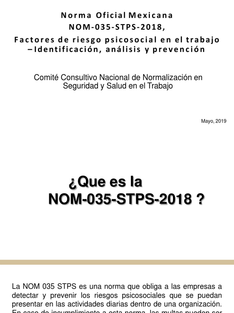 NOM-035-STPS-2018: Riesgos Psicosociales Laborales | PDF | Cuestionario ...