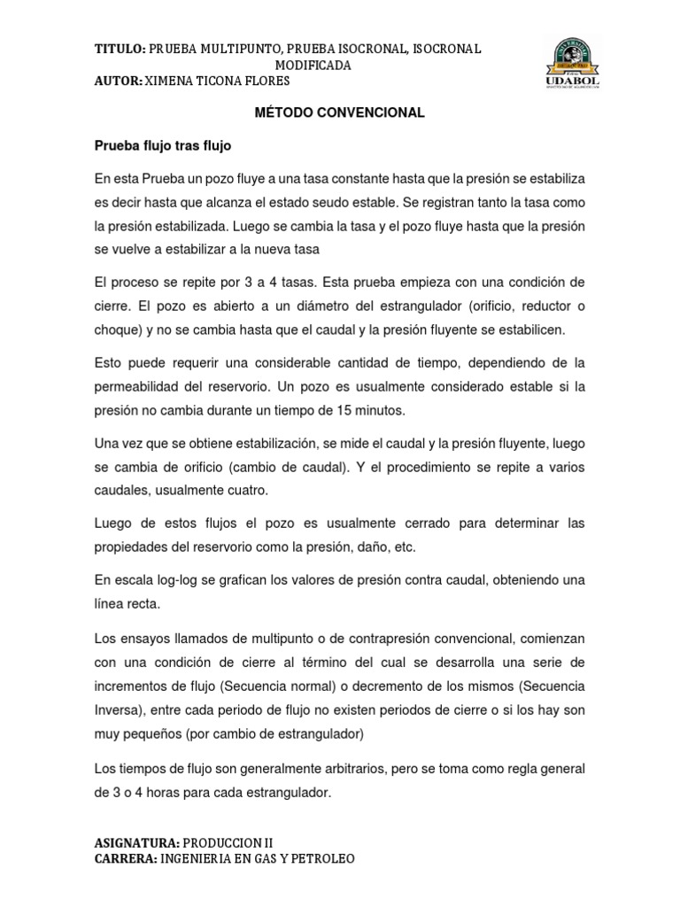 Prueba Isocronal en Ingeniería Petrolera | PDF | Presión | Petróleo