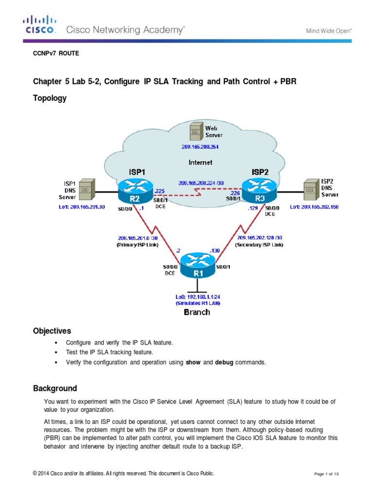 CCNPv7 - ROUTE - Lab5-2 - IP - SLA - Tracking and Path Control - Student With PBR PDF | PDF ...