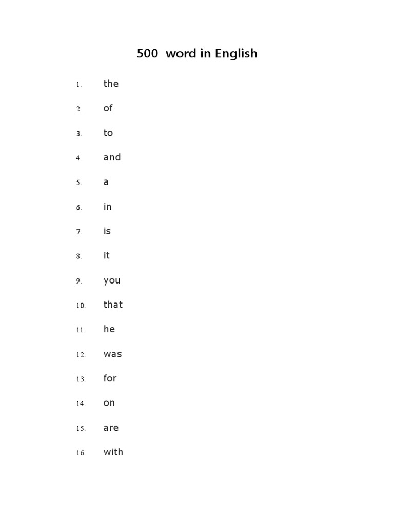 500 Word in English | PDF