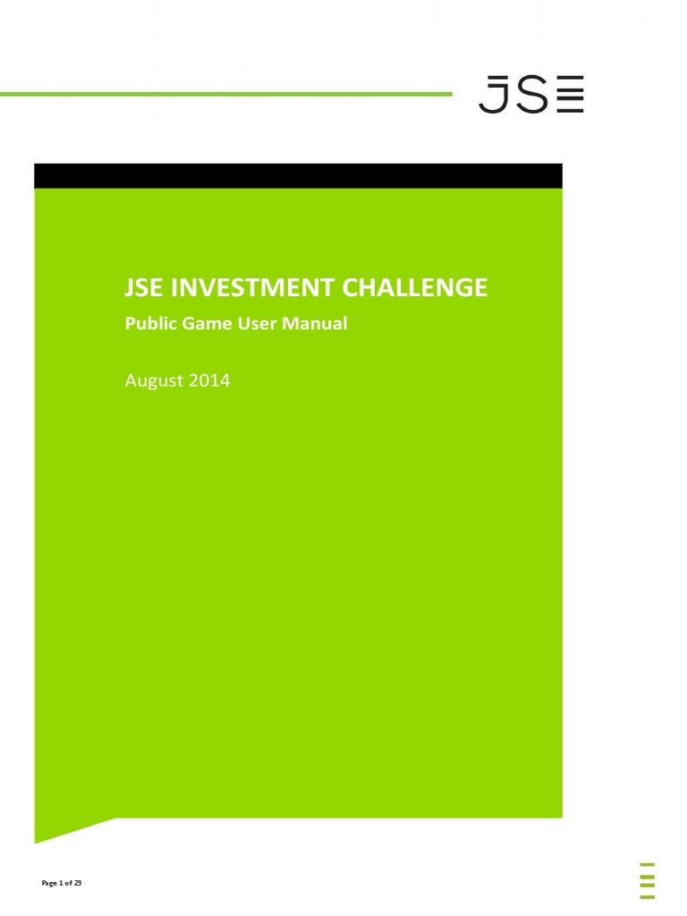 JSE Investment Challenge User Manual | PDF | Hyperlink | Software