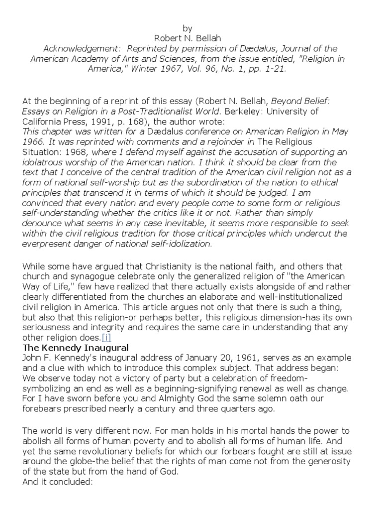 Civil Religion | PDF | Separation Of Church And State | God