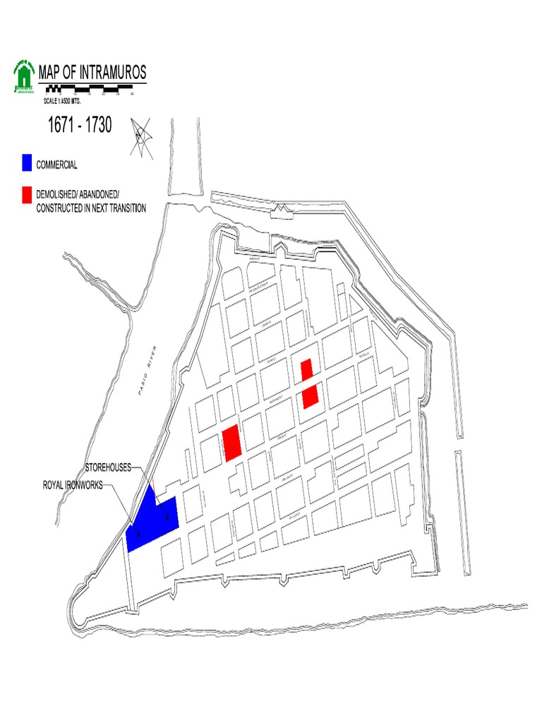 A Detailed Map of Intramuros Showing Major Streets and Landmarks Within ...