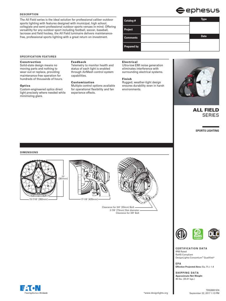 43 Spec Sheet All Field | PDF | Manufactured Goods | Electromagnetism