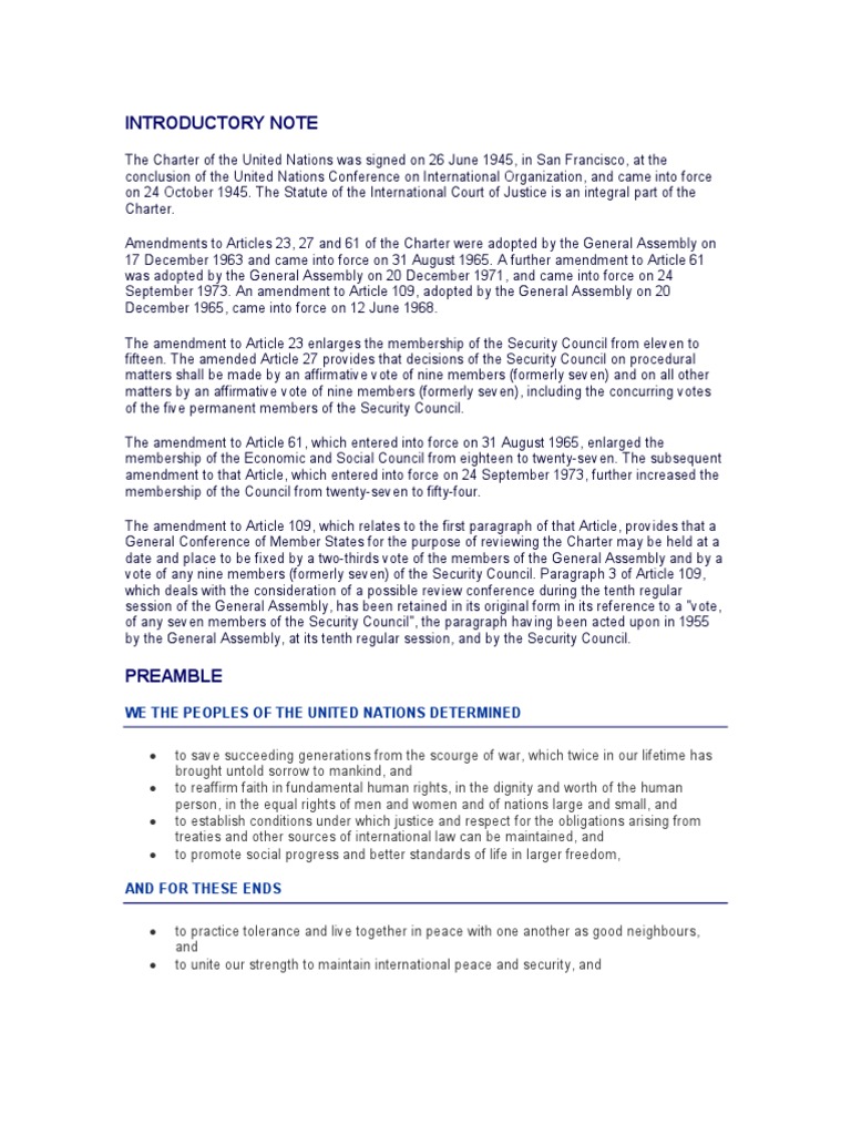 UN Charter | PDF | United Nations General Assembly | United Nations