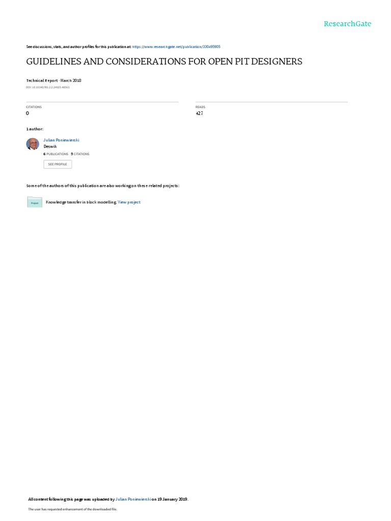 Guidelines Considerations For Open Pit Design | PDF | Truck | Road
