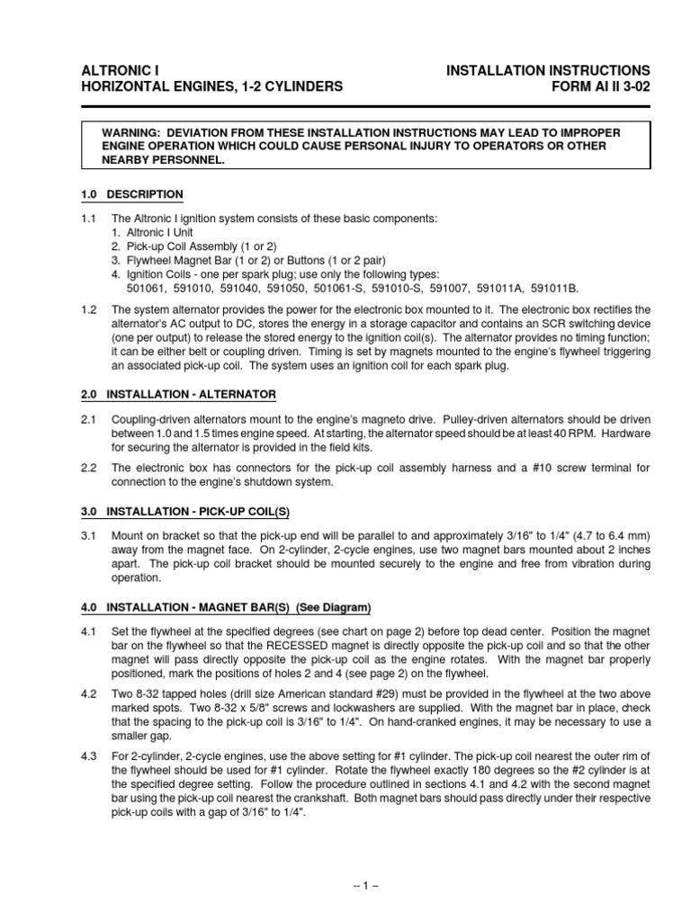 Altronic I Ignition System Install Guide | PDF | Ignition System | Electrical Connector