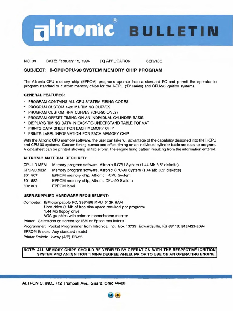 Altronics CPU CPU90 Sys Mem PRGRM BLLTN No39 PDF | PDF | Computers