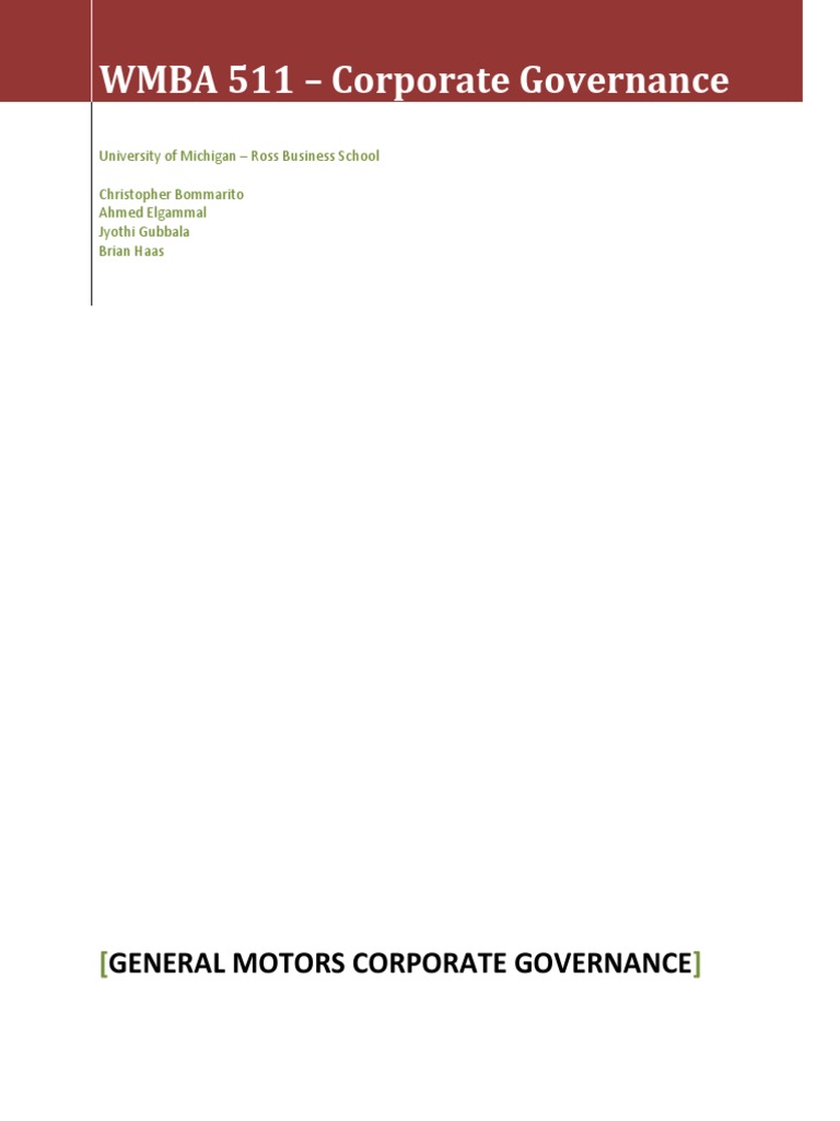 General Motors Corporate Governance | PDF | General Motors | Board Of ...