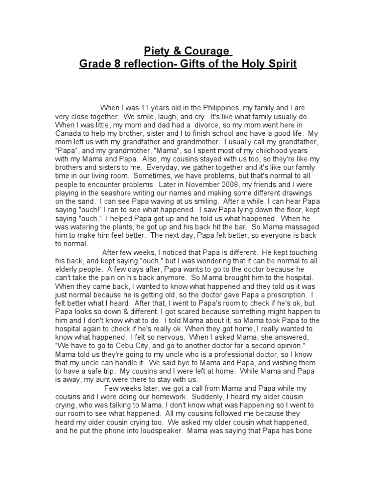 Grade 8 Reflection - Paula | PDF | Prayer