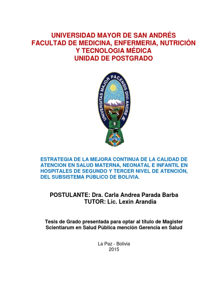 Estrategia de La Mejora Continua... TESIS UMSA | PDF | Muerte materna ...
