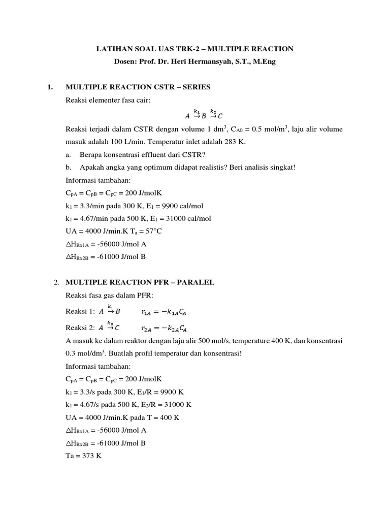 Latihan Dan Jawaban Soal Uas TRK | PDF