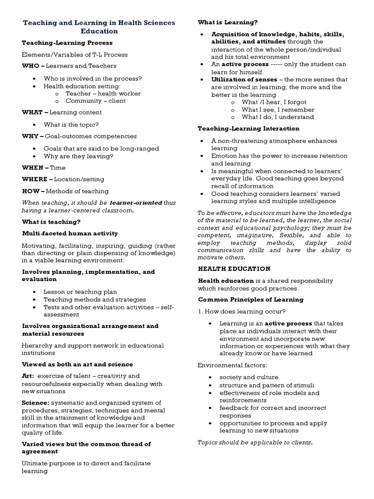 Teaching and Learning in Health Sciences Education | PDF | Classical ...