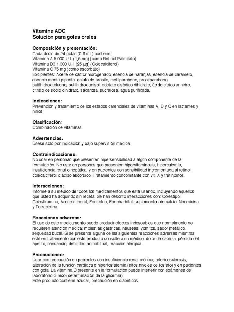 Vitamina ADC | PDF | Vitamina a | Vitamina C