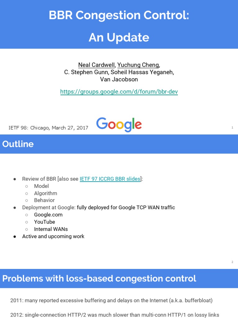 Bbr Congestion Control Paper Pdf Network Congestion Transmission