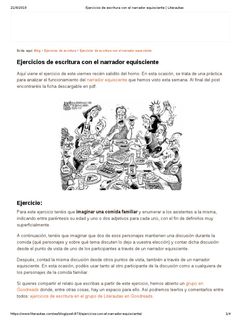 Ejercicios de Escritura Con El Narrador Equisciente - Literautas | PDF ...
