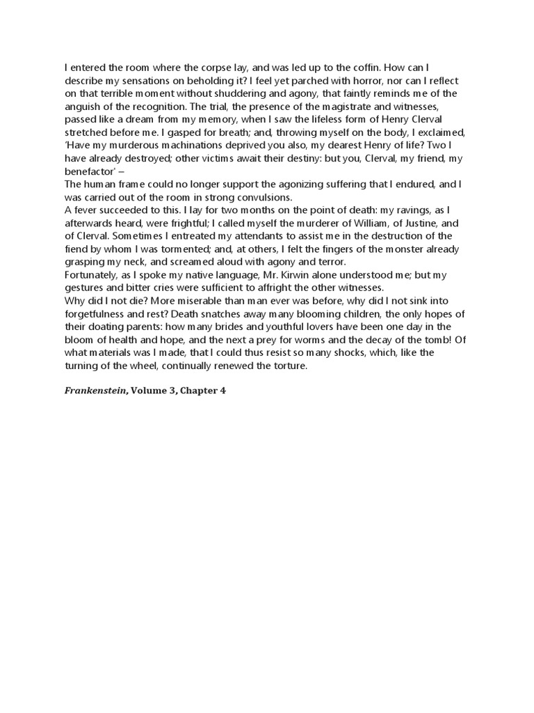 Frankenstein, Volume 3, Chapter 4 | PDF