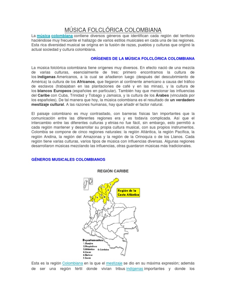 Música Folclórica Colombiana | PDF | Musica centroamericana | Musica ...
