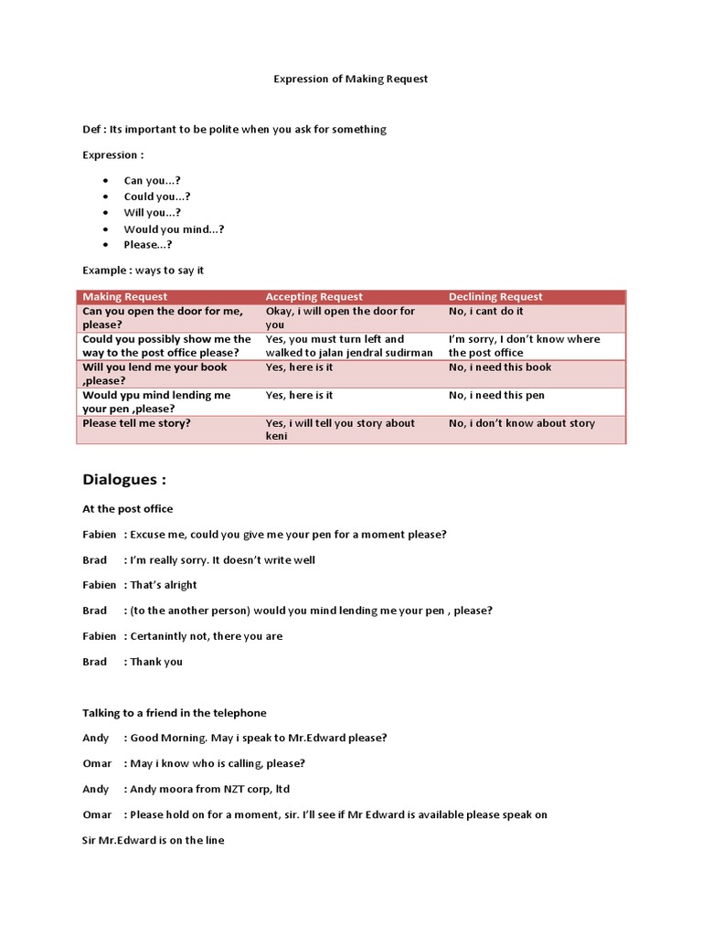Polite Request Expressions Guide | PDF | Language Arts & Discipline