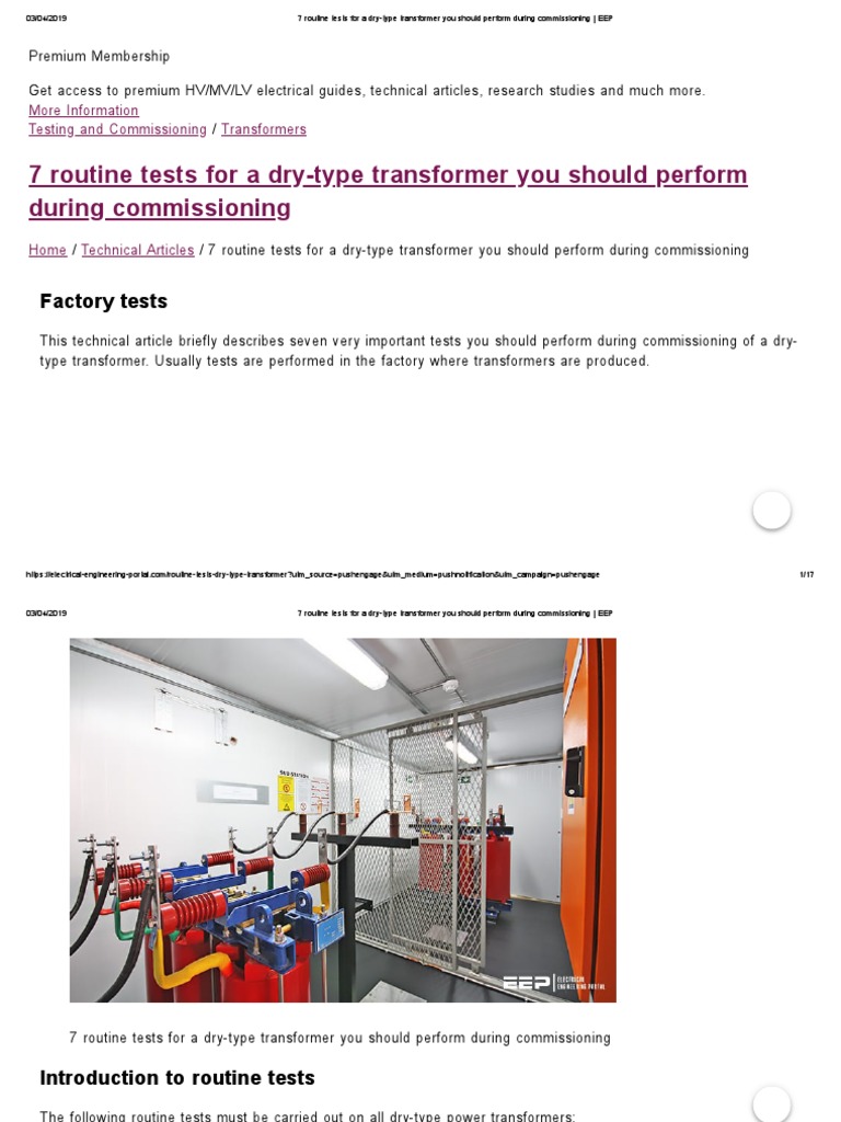 7 Routine Tests For A Dry-Type Transformer You Should Perform During ...