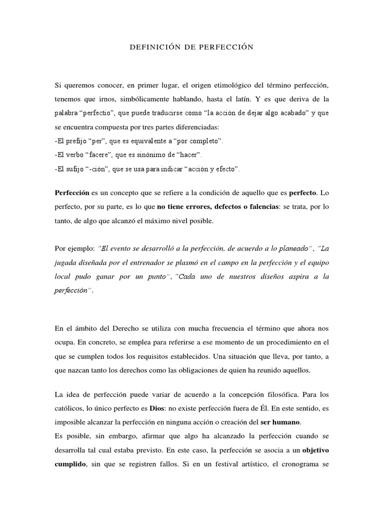 Definición de Perfección | PDF | Sicología | Epistemología
