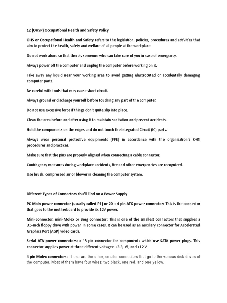 12 (OHSP) Occup-WPS Office | PDF | Electrical Connector | Office Equipment