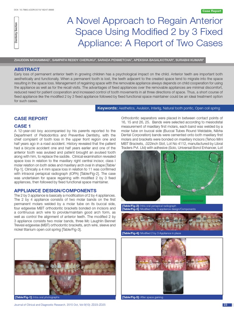 A Novel Approach To Regain Anterior Space Using Modified 2 by 3 Fixed ...