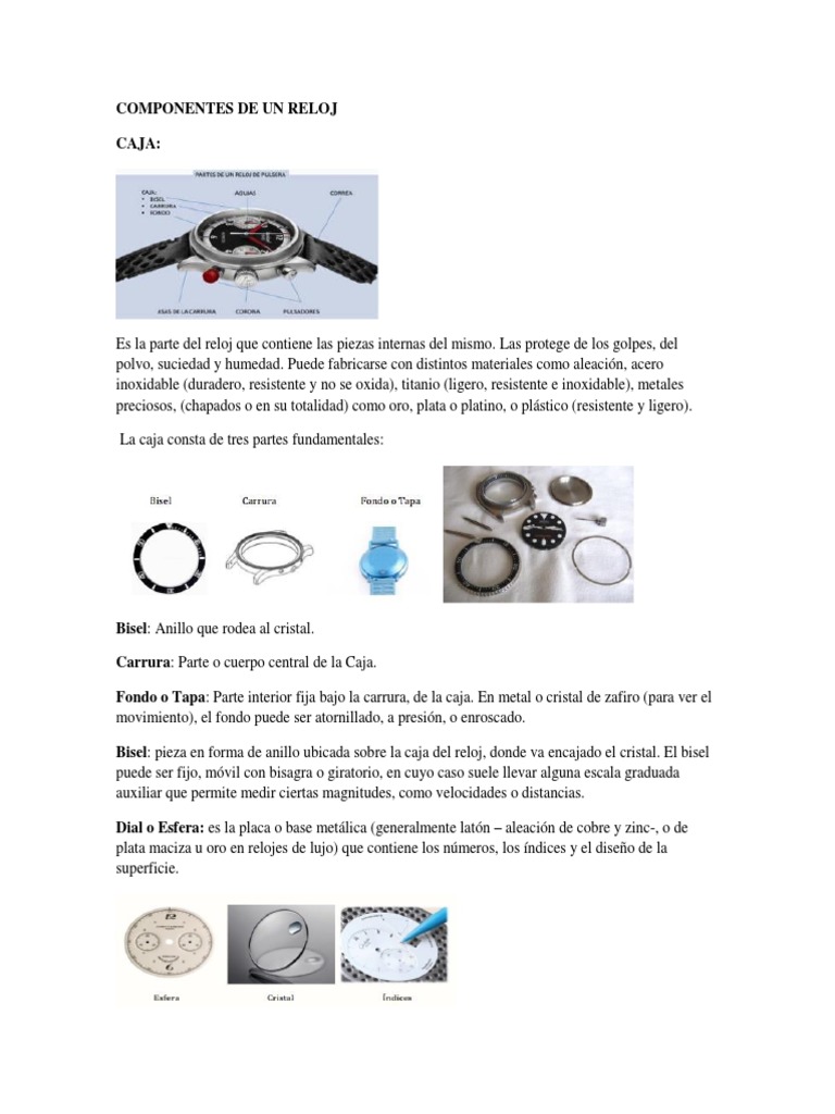 Componentes De Un Reloj – Cómo diferenciar las partes de un reloj – ZAUCXC