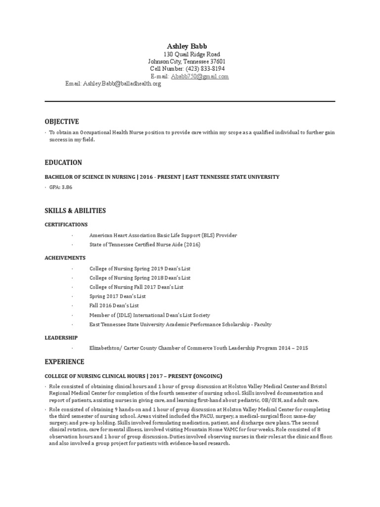 Ashley Babb: Objective | PDF | Nursing | Surgery