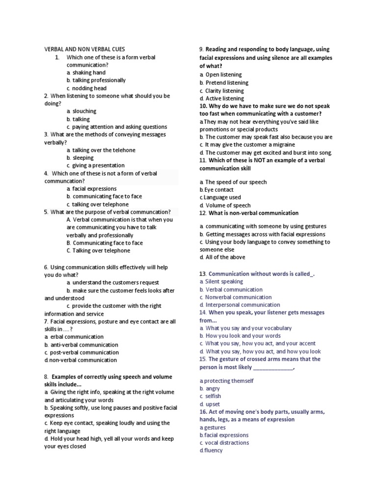 Non Verbal Cues in Communication | PDF | Nonverbal Communication ...